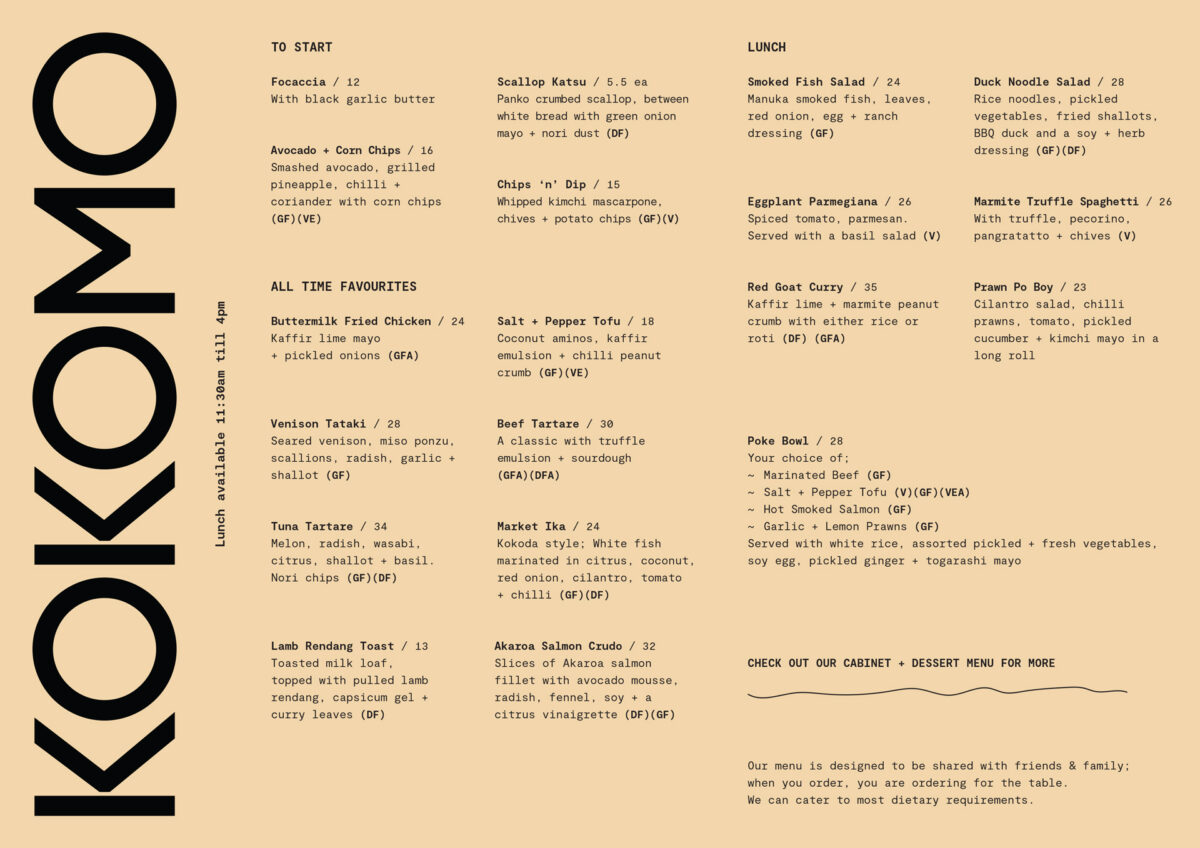 Menu | Kokomo